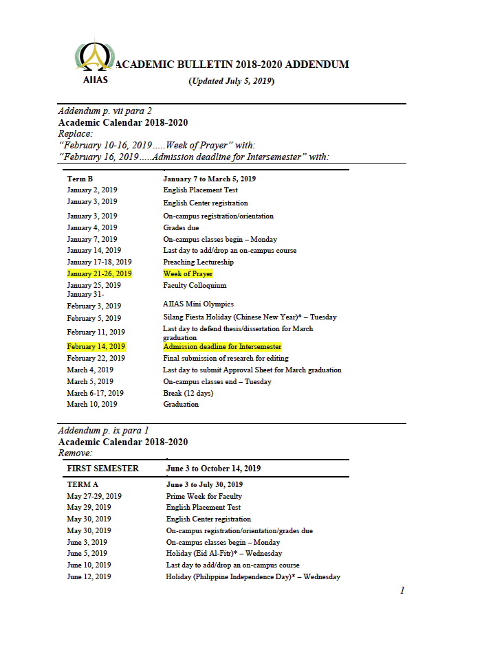 Academic Bulletin - Adventist International Institute of Advanced Studies